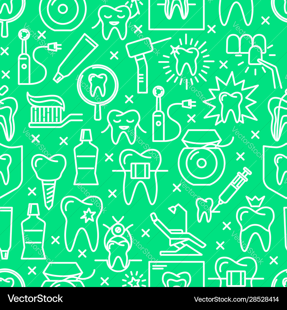 Stomatological seamless pattern in thin line style