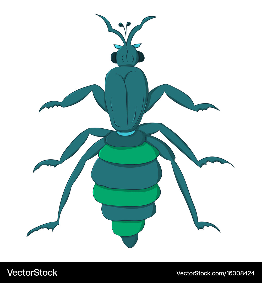 Blue striped beetle with long paws and a rattle Vector Image