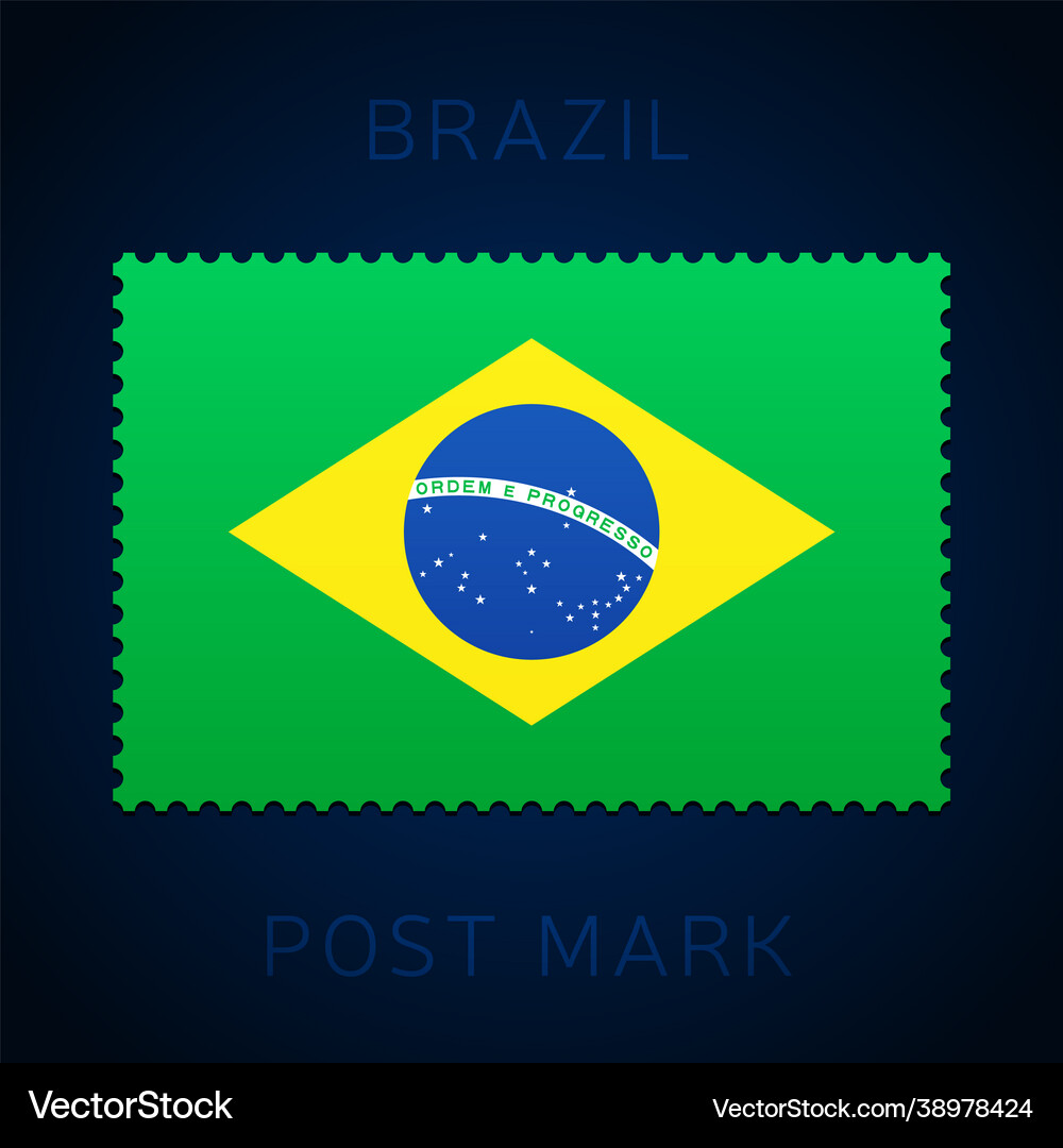 Brazil postage mark national flag postage stamp Vector Image