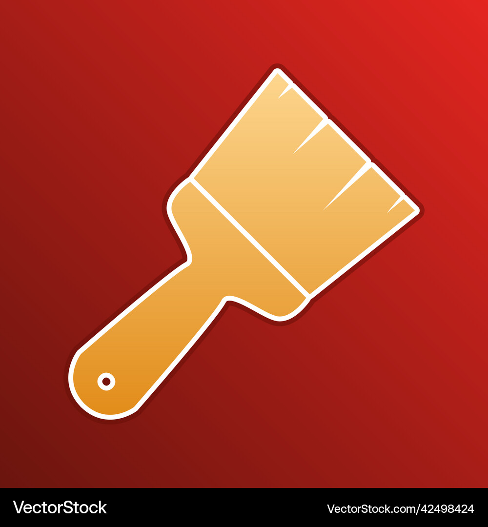 Brush sign golden gradient icon with contours Vector Image