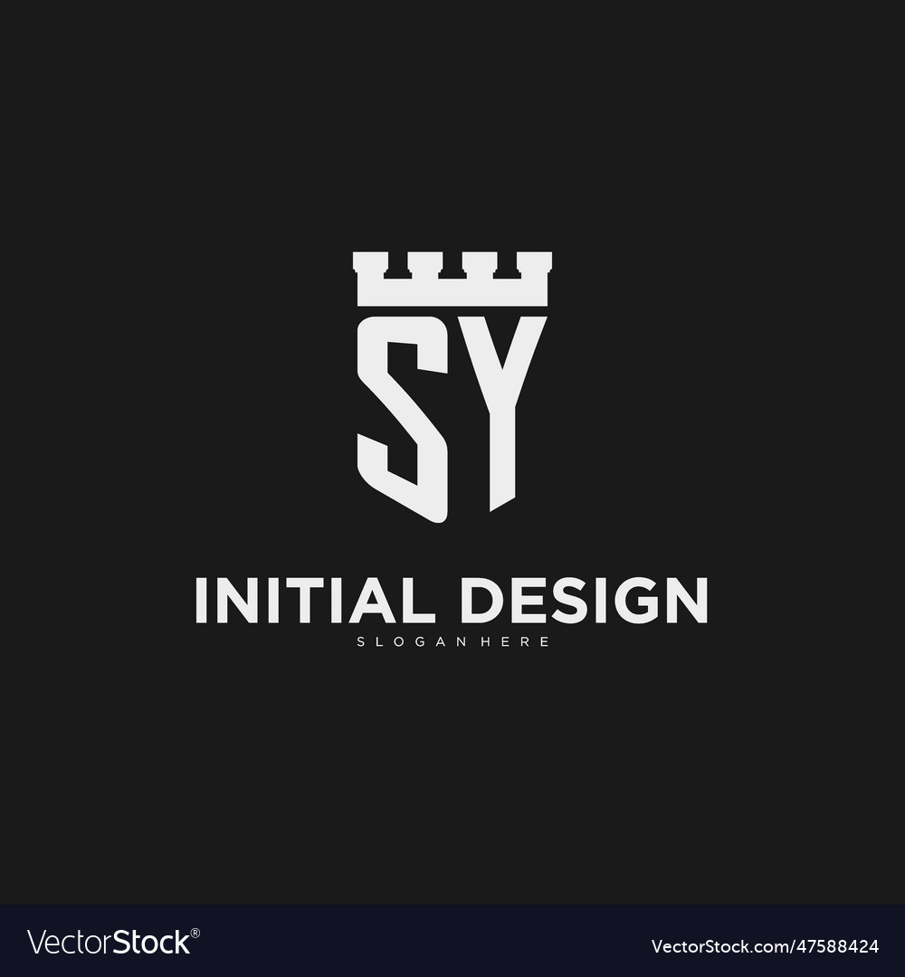 Initials sy logo monogram with shield Royalty Free Vector