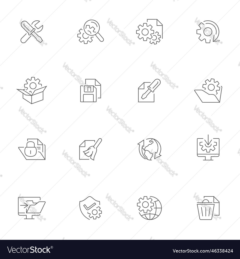 Settings line icons for web application Royalty Free Vector