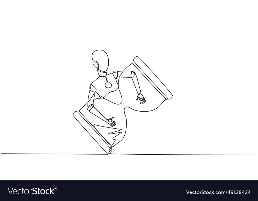 Single continuous line drawing robot hugging Vector Image Single continuous line drawing robot hugging Vector Image