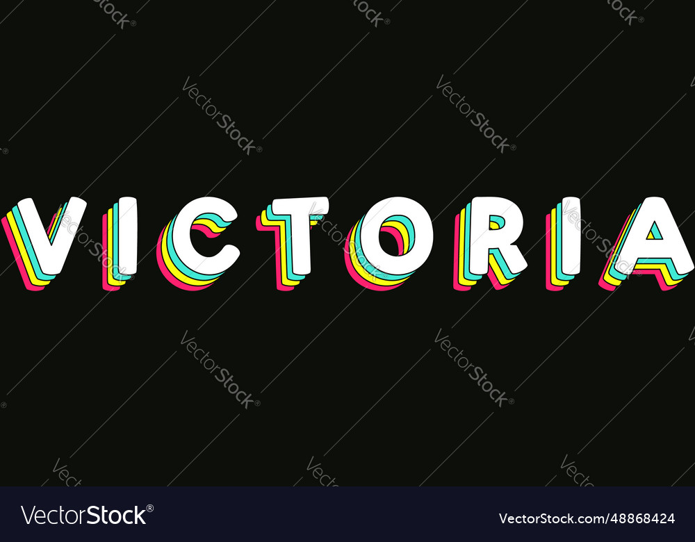 Victoria Retro Rainbow Typography Faded Style Vector Image