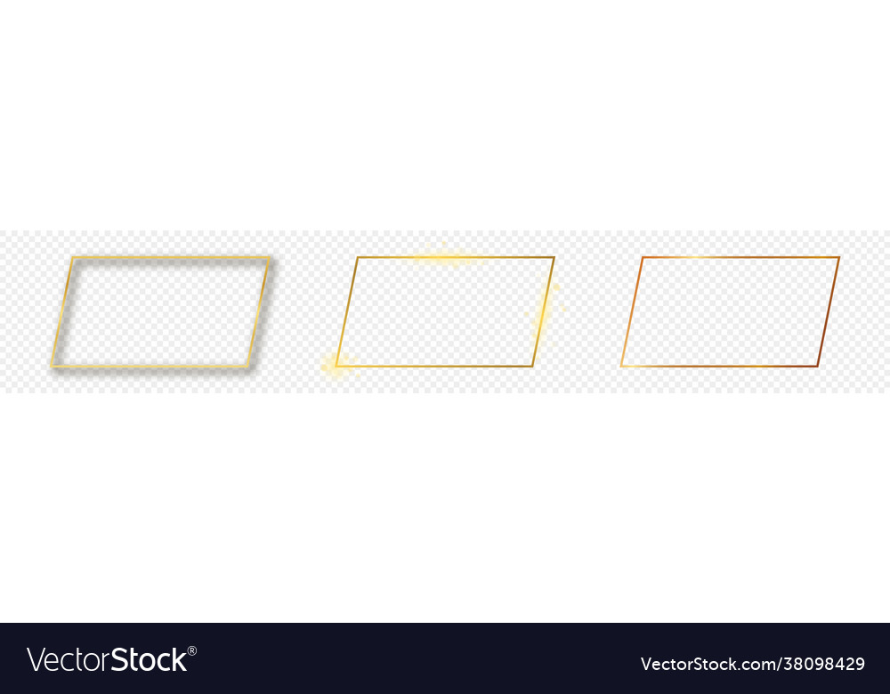 Gold glowing rectangular shape frame Royalty Free Vector