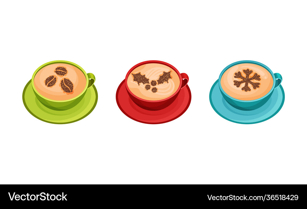 Latte art as coffee preparation with design Vector Image