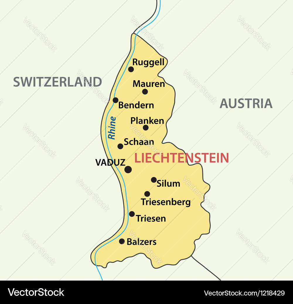 Map liechtenstein Royalty Free Vector Image - VectorStock