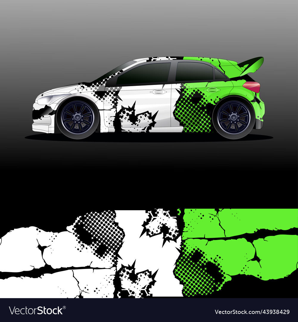 Rally car decal graphic wrap Royalty Free Vector Image