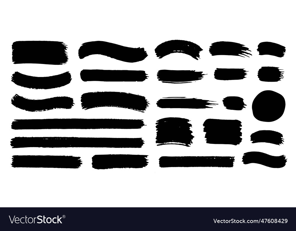 Set of black paint ink brush strokes boxes Vector Image