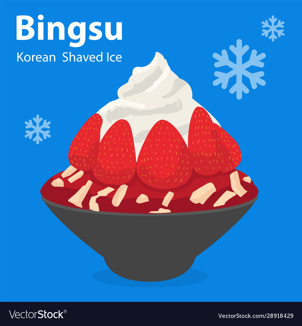 Strawberry Bingsu Korean Shaved Ice Royalty Free Vector