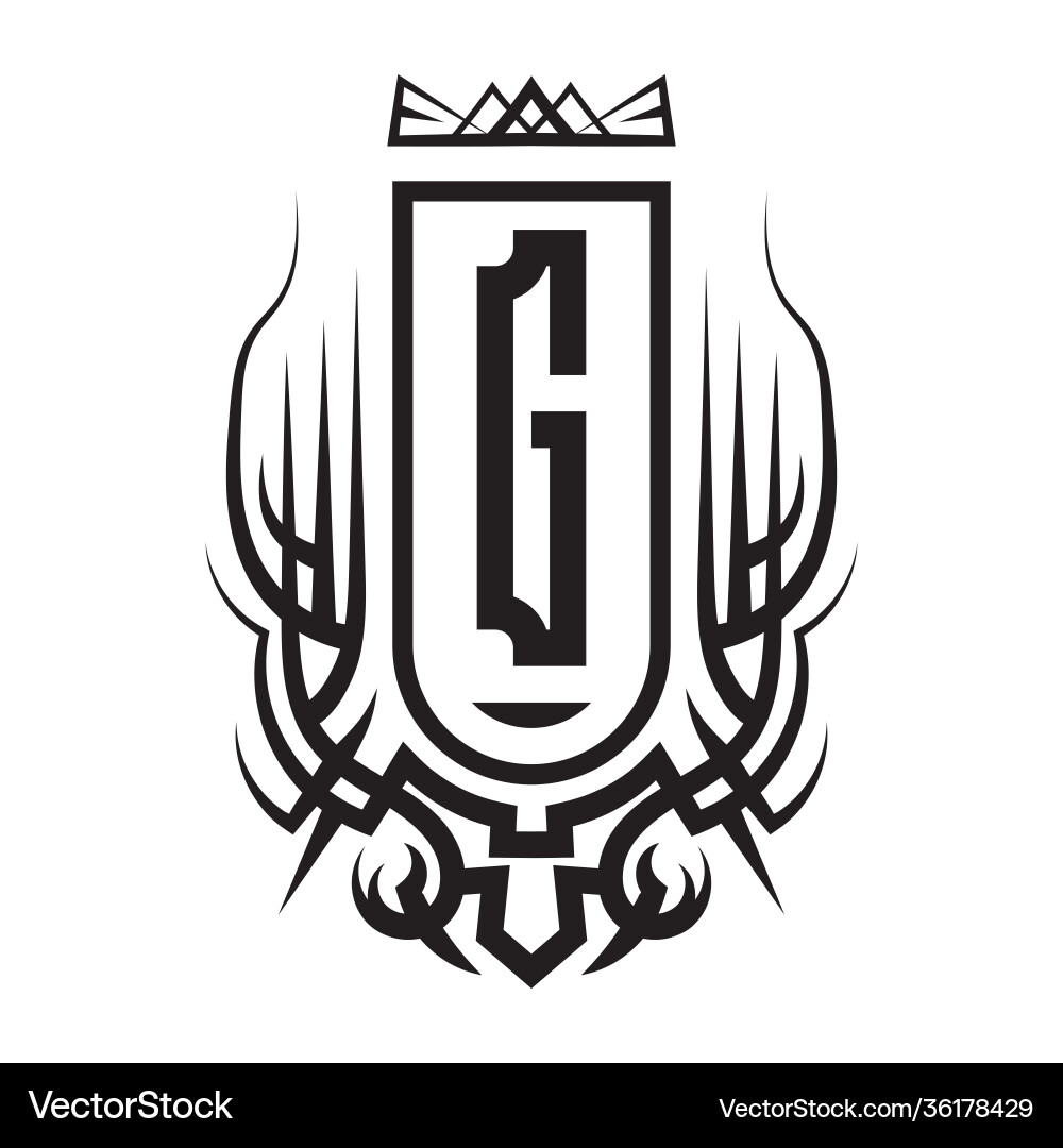 Tribal monogram design with letter g gothic Vector Image