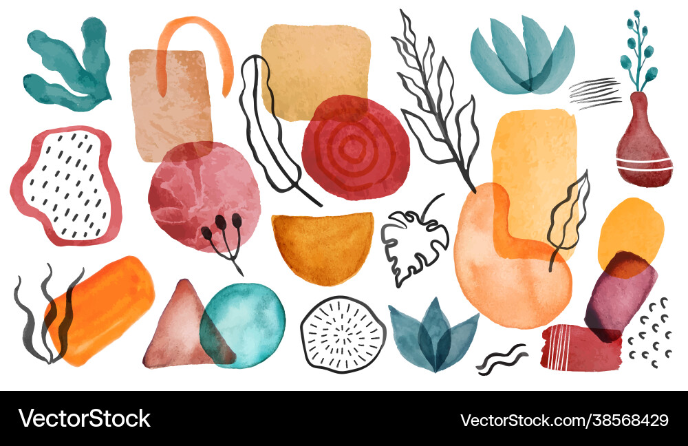Watercolor shapes hand painted circles Royalty Free Vector