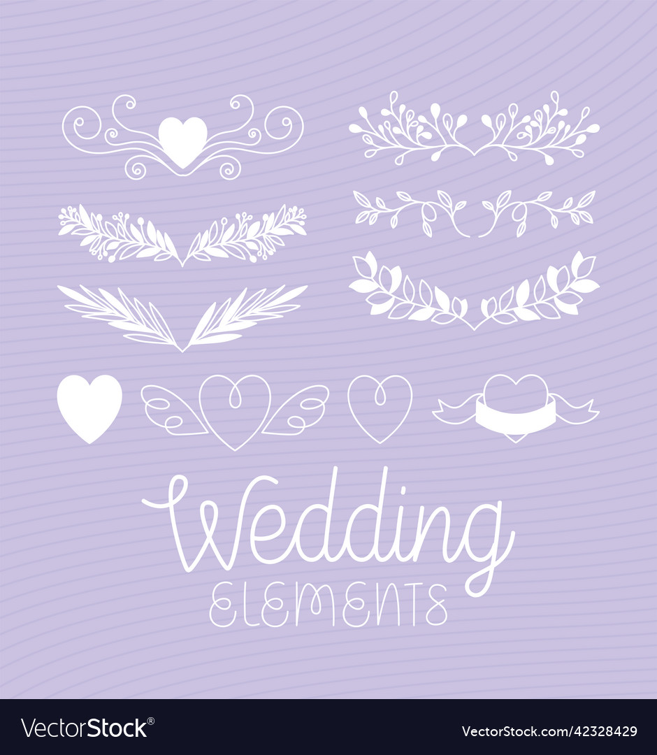 Wedding elements set Royalty Free Vector Image