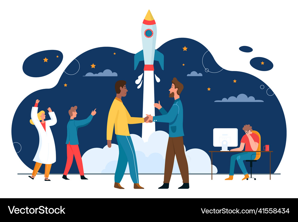 Business partner cooperation to launch startup Vector Image