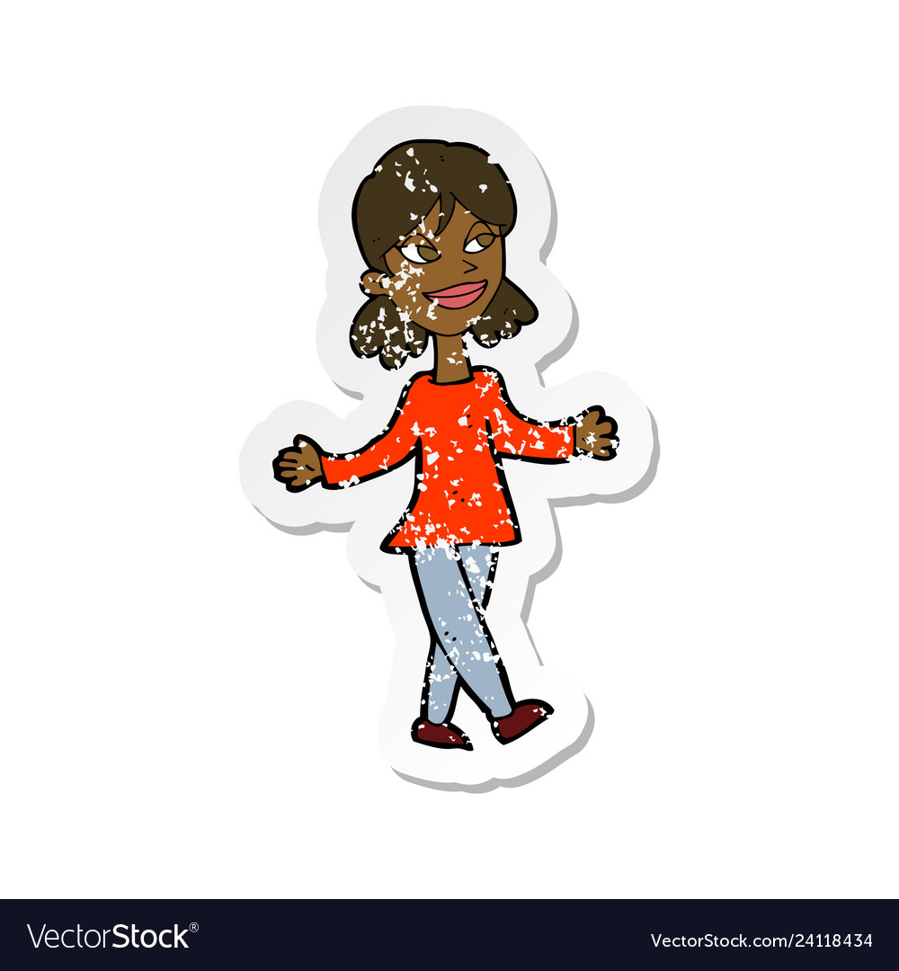 Retro distressed sticker a cartoon woman Vector Image