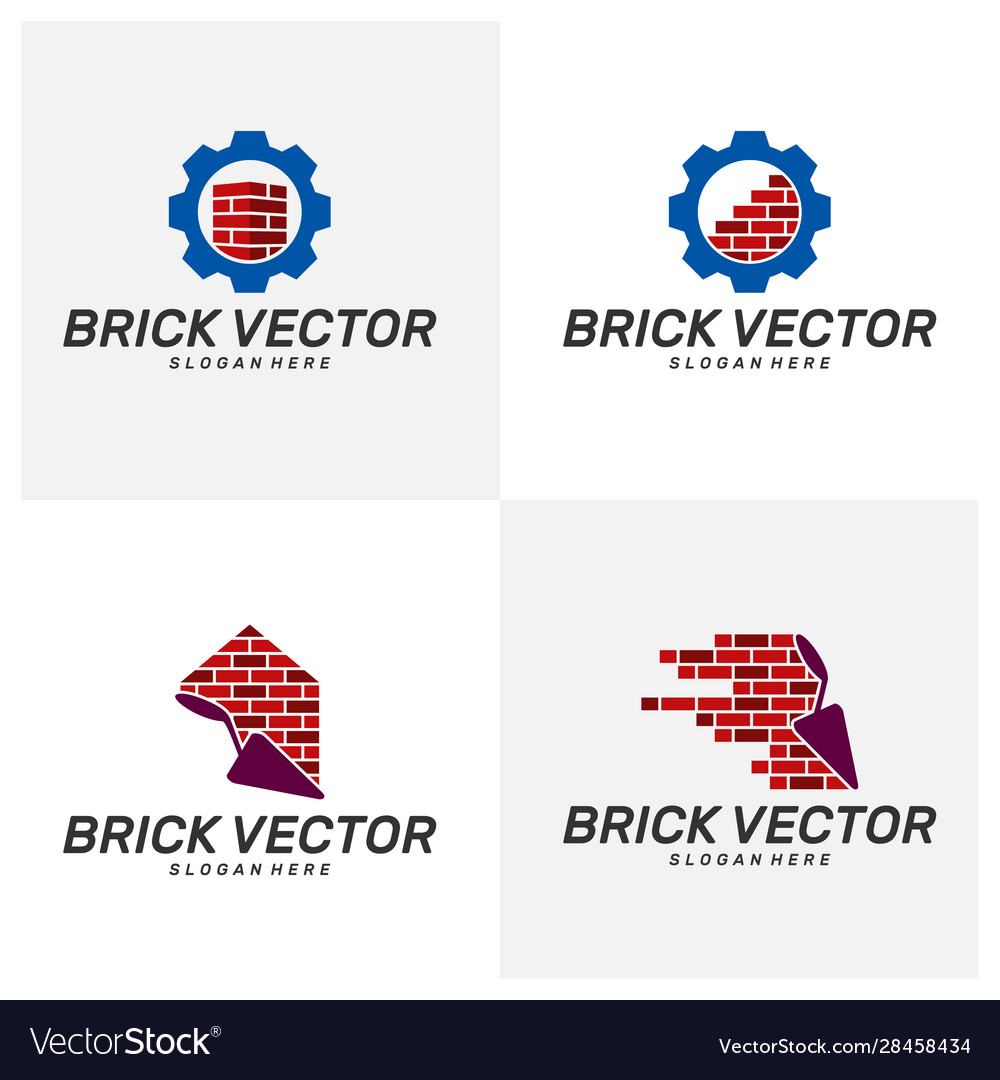 Set brick building logo design brickwork Vector Image