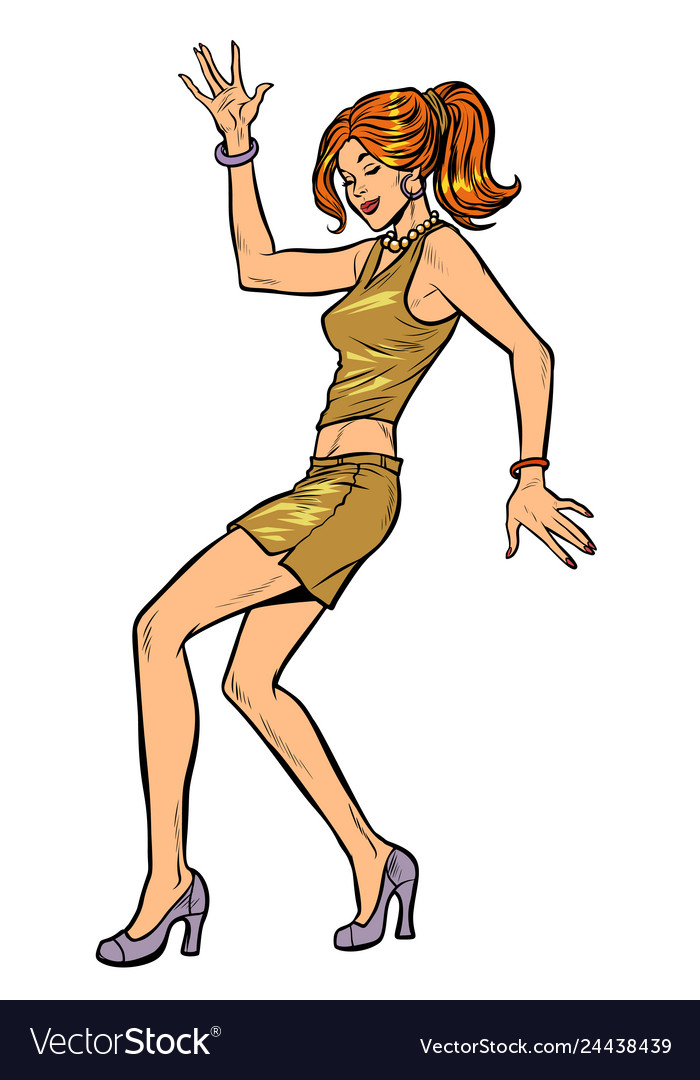 Girl In Sexy Dress Woman Disco Dance Isolate On Vector Image