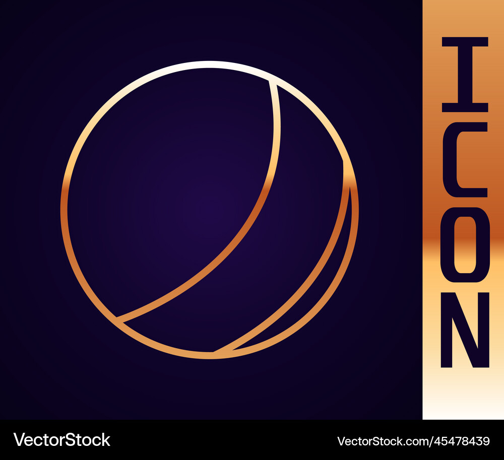 Gold line beach ball icon isolated on black Vector Image