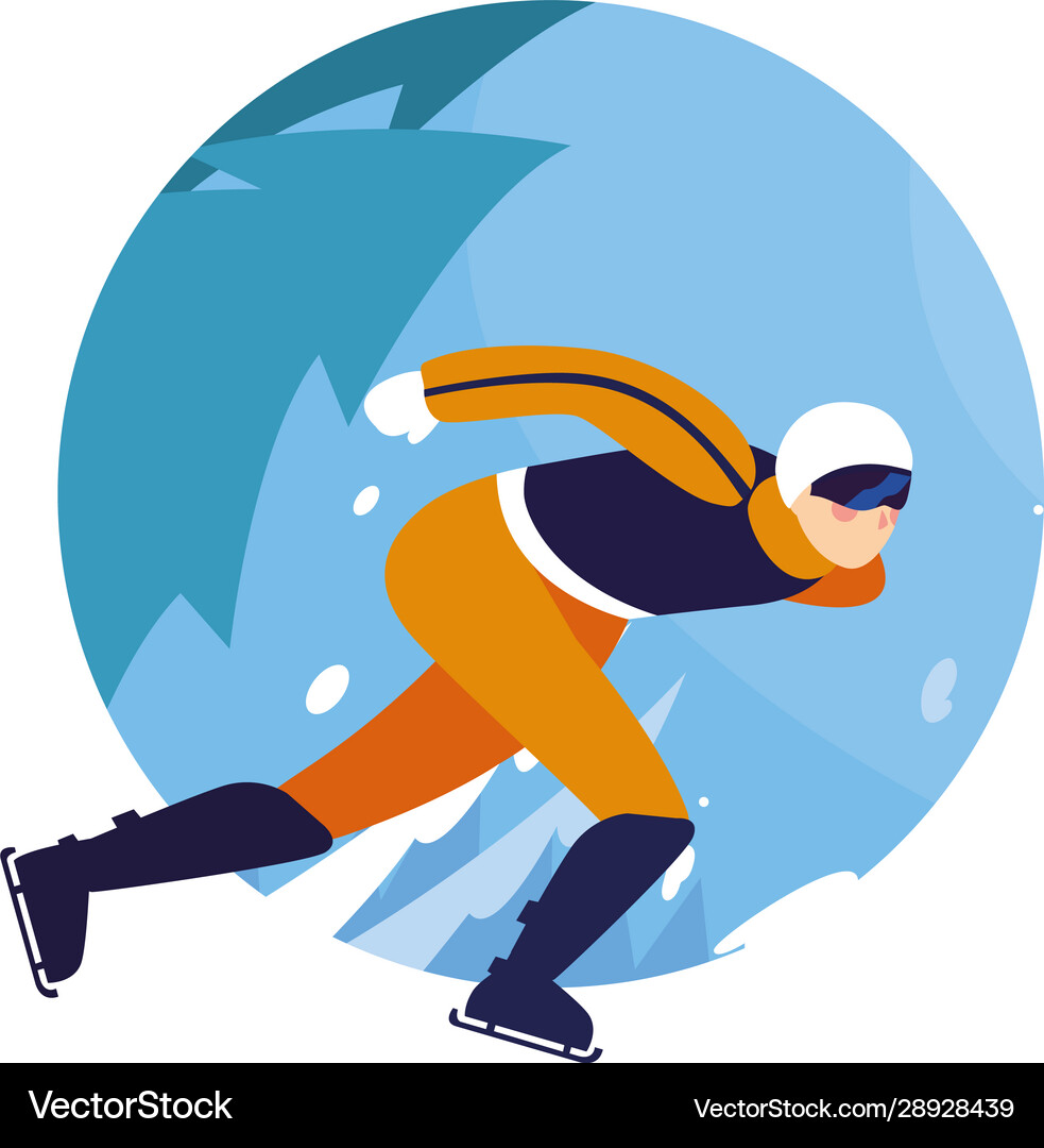 Man practicing figure skating ice sport Royalty Free Vector