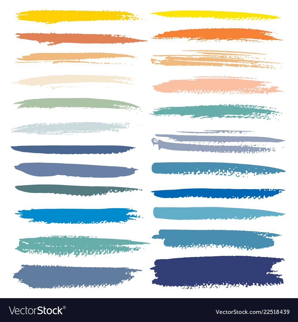 Set of brush stroke colorful ink grunge brush Vector Image
