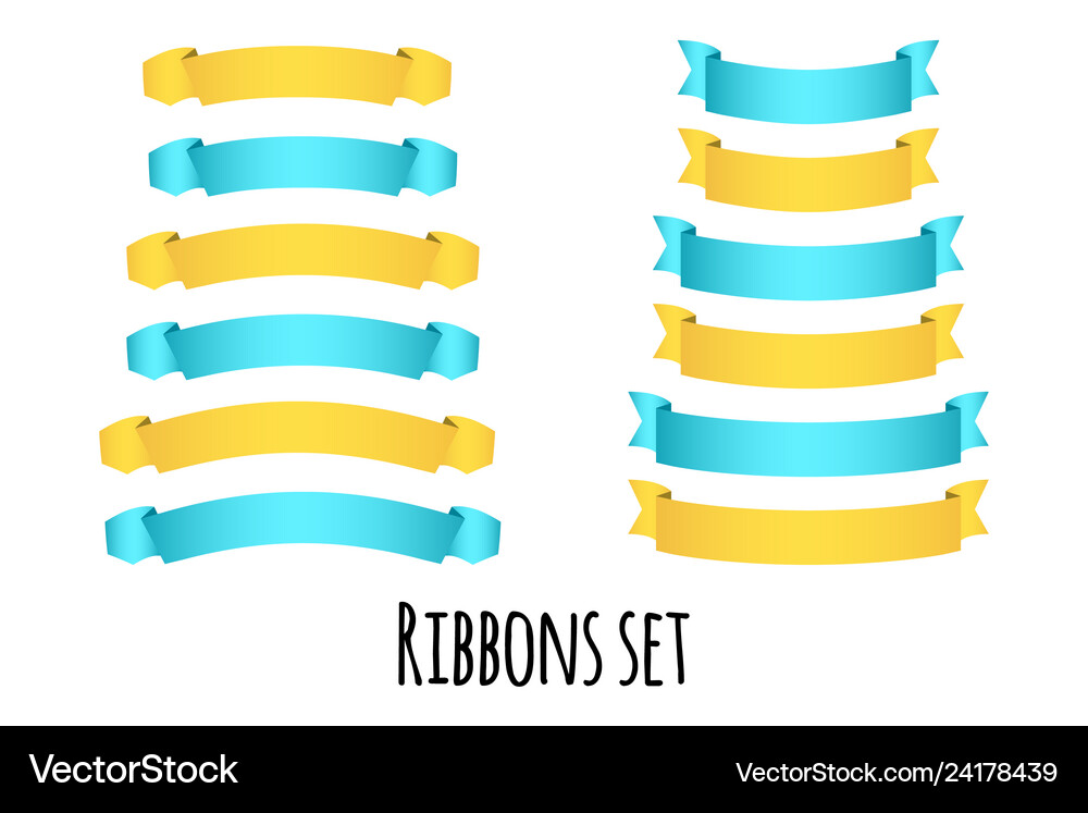 Yellow ribbon banners set beautiful blank Vector Image