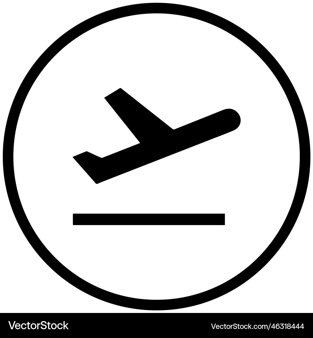 Airport taking off round icon Royalty Free Vector Image