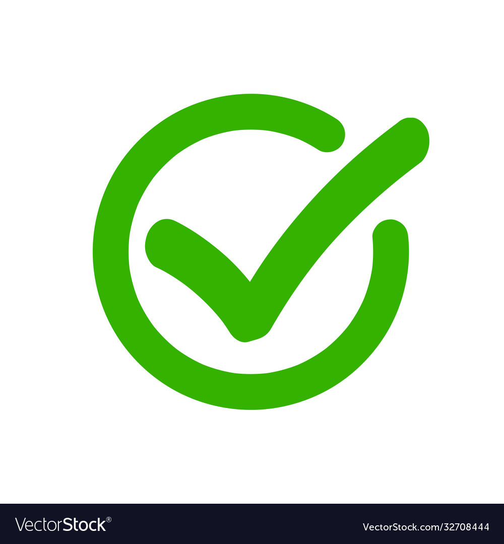 Check mark tick green icon in circle approved Vector Image