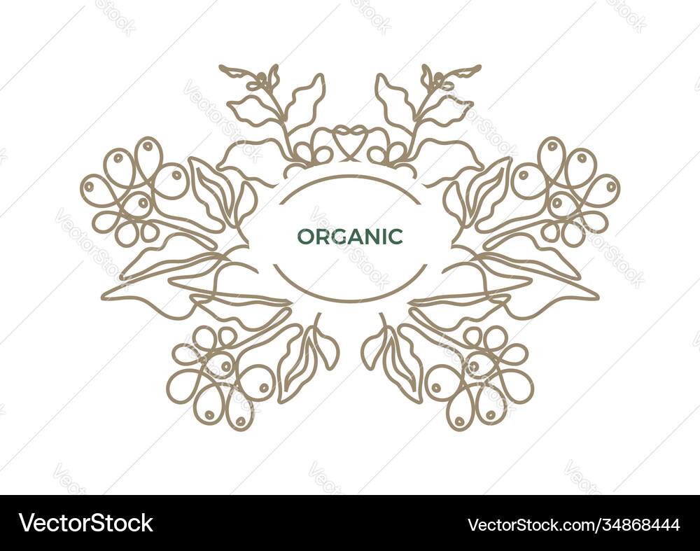 Nature logo organic card simple bio label Vector Image