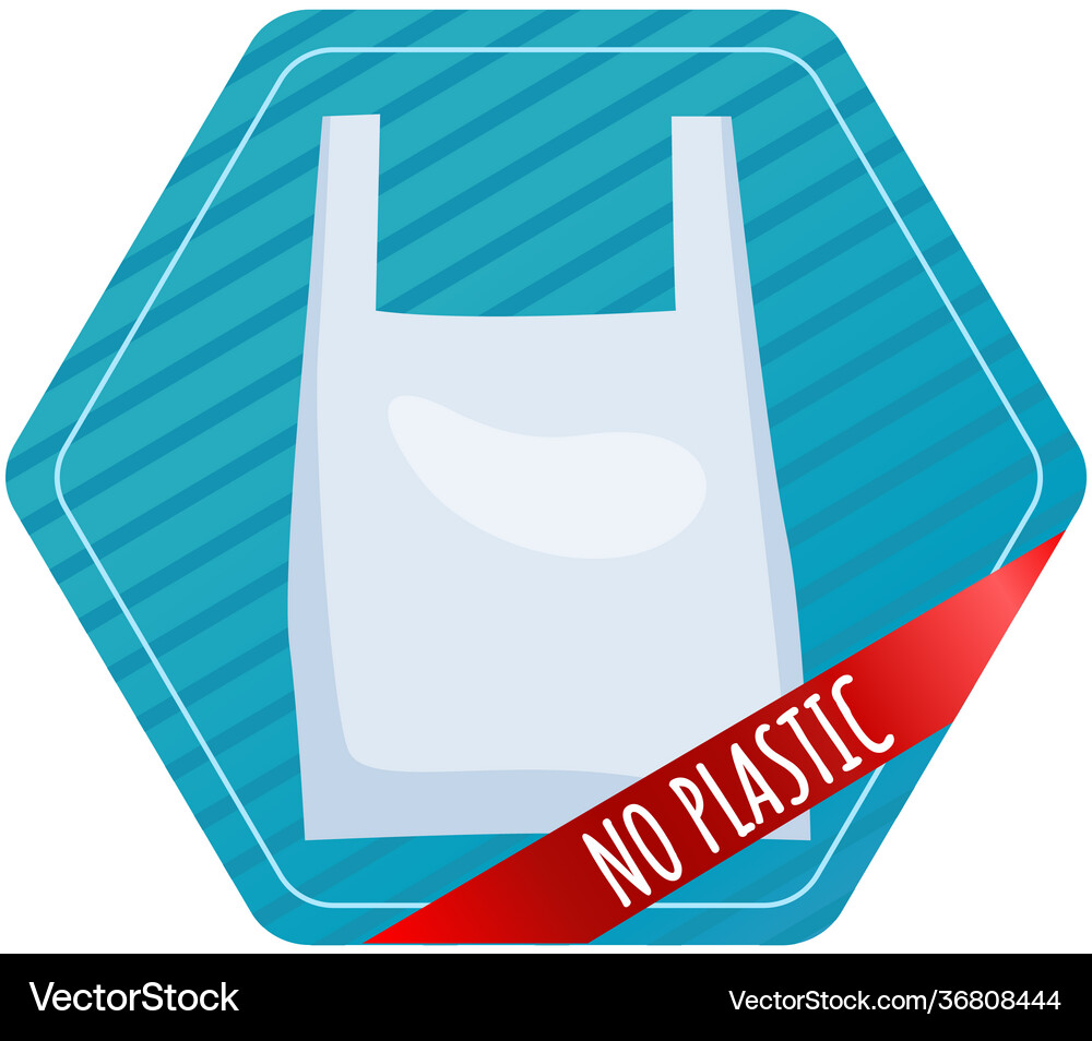 No plastic in world sign prohibiting use Vector Image