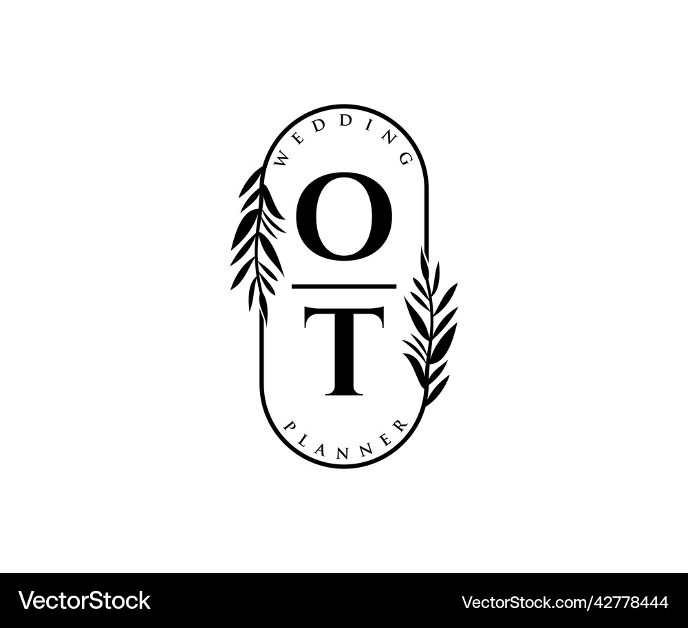 Ot initials letter wedding monogram logos Vector Image