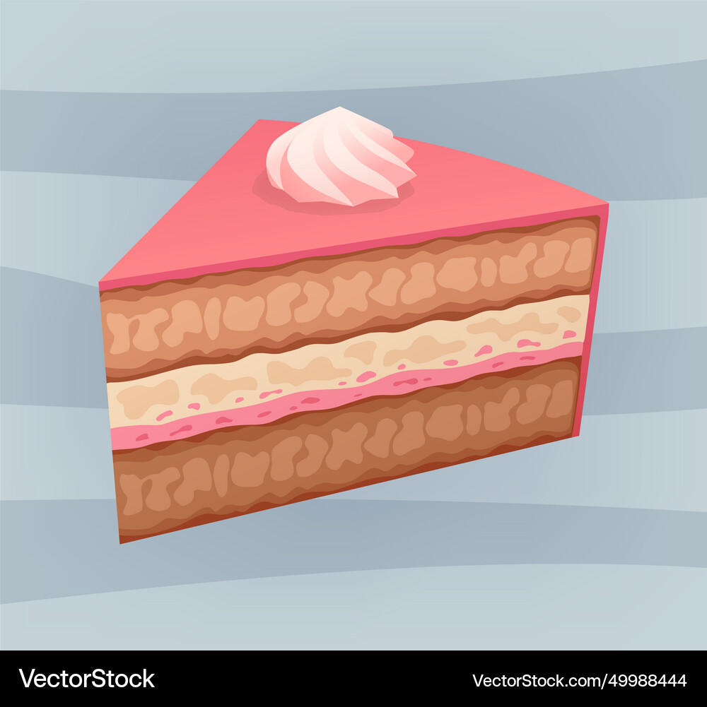 Slice of raspberry mousse cake Royalty Free Vector Image