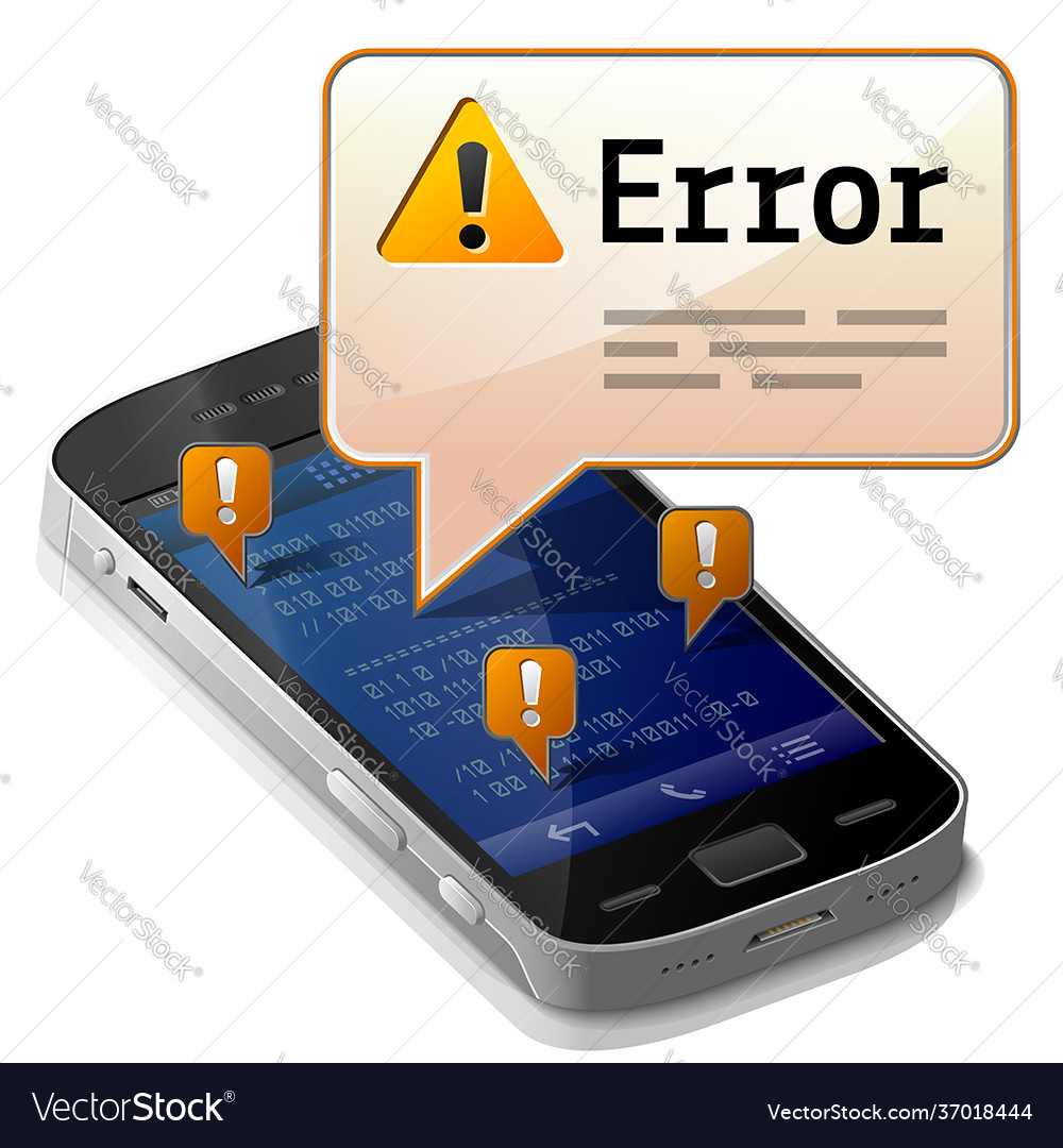 Smartphone with error message bubble Royalty Free Vector