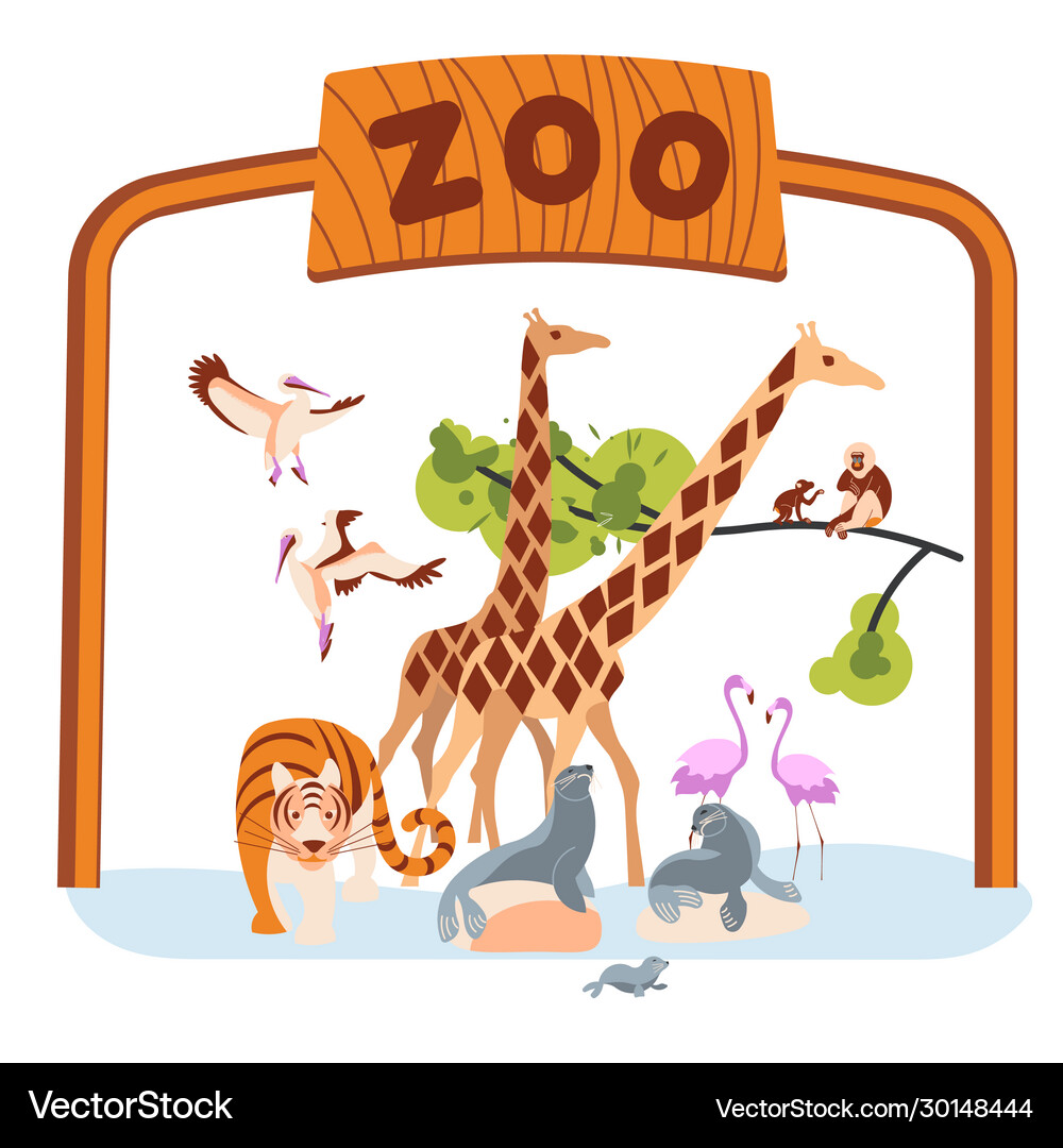 Zoo entrance banner template Royalty Free Vector Image