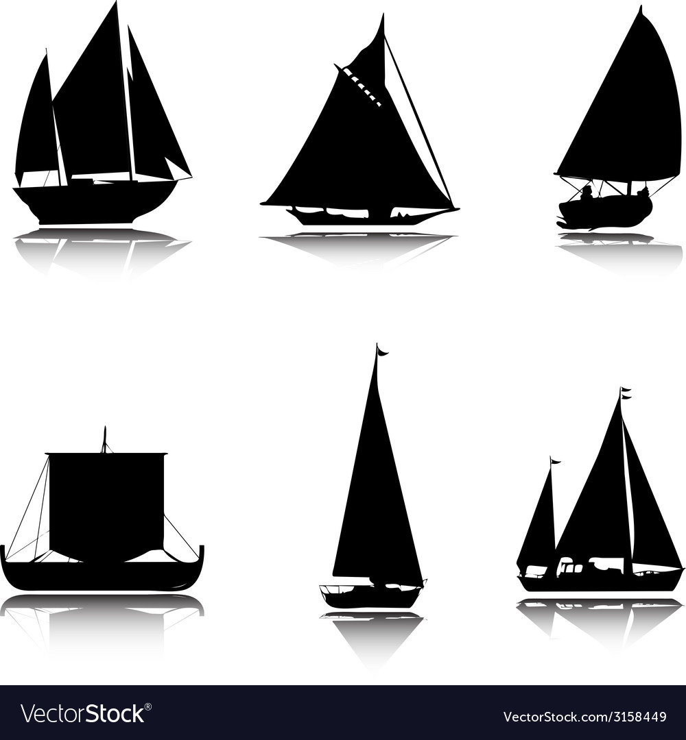 Boats silhouettes Royalty Free Vector Image - VectorStock