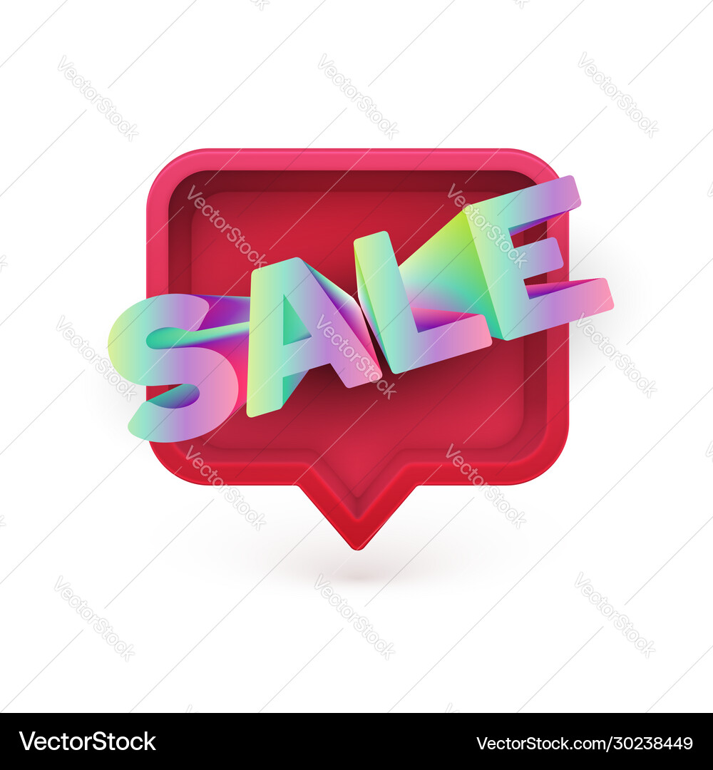 Colorful sale text on a red speech bubble Vector Image