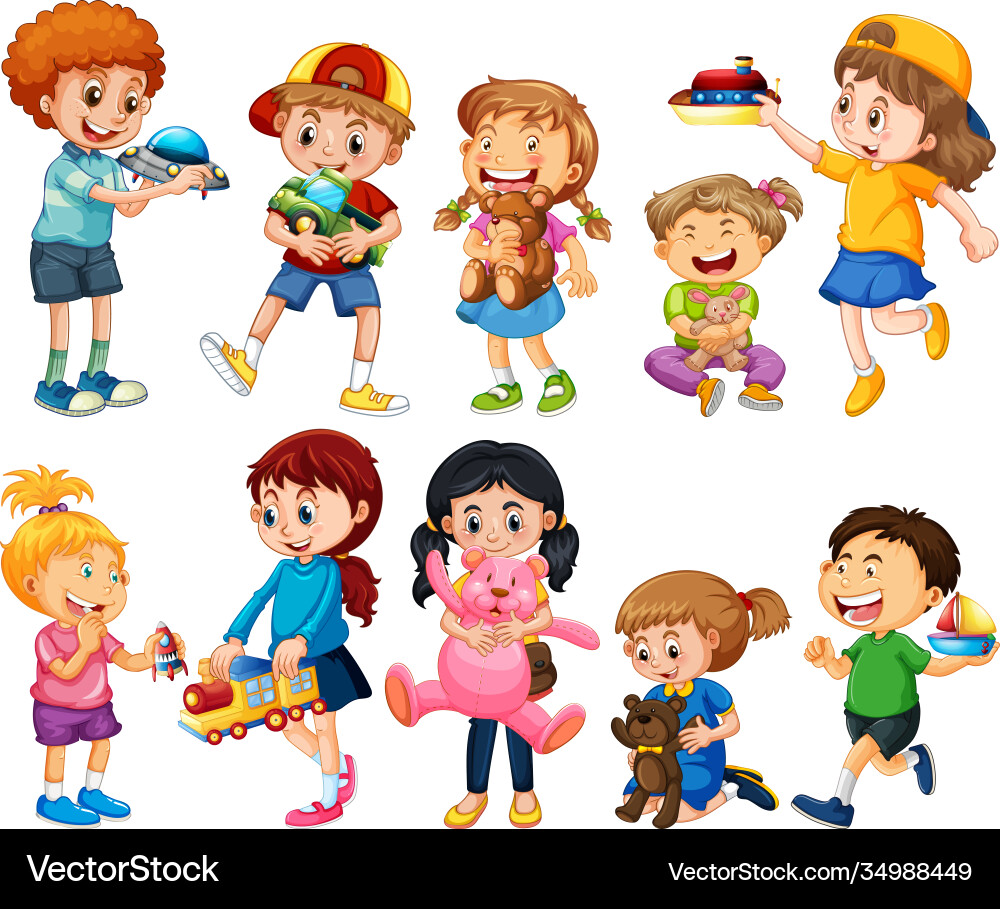 Group young children cartoon character on Vector Image