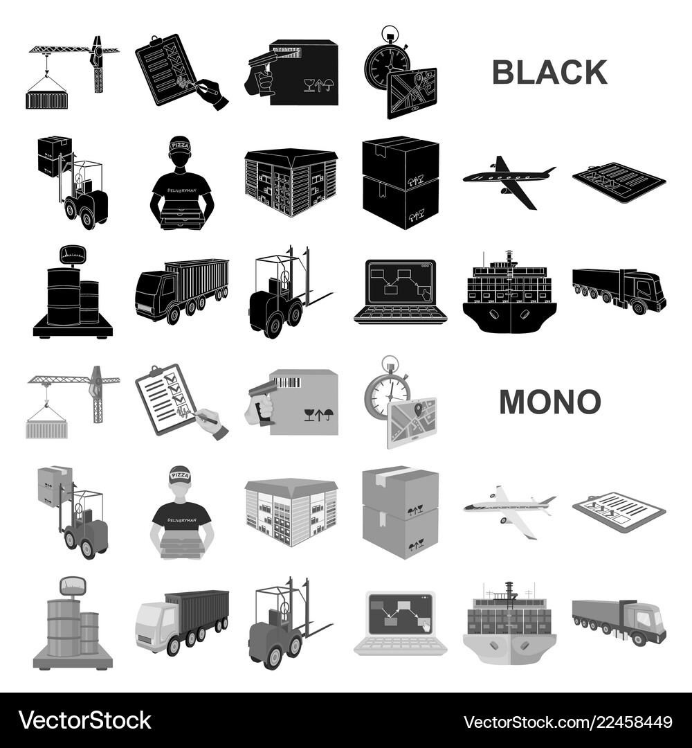 Logistics and delivery black icons in set Vector Image
