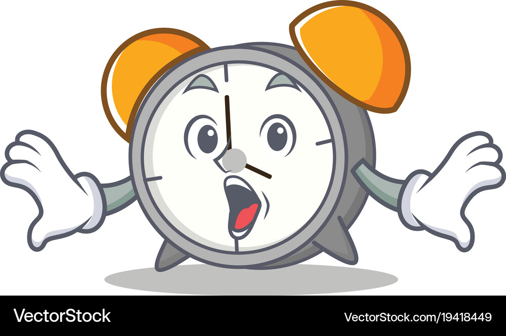 Surprised alarm clock mascot cartoon Royalty Free Vector