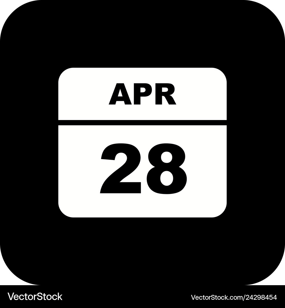 April 28th date on a single day calendar Vector Image