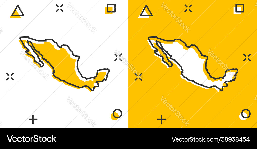 Cartoon mexico map icon in comic style mexico Vector Image