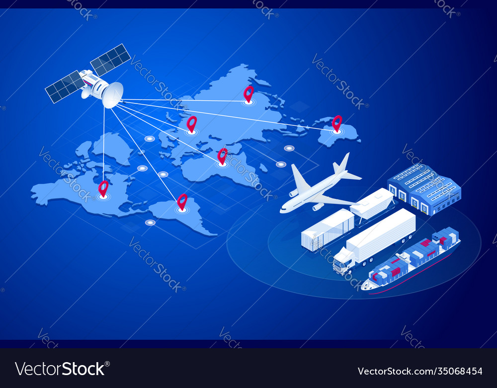 Isometric Global Logistics Network Concept Vector Image