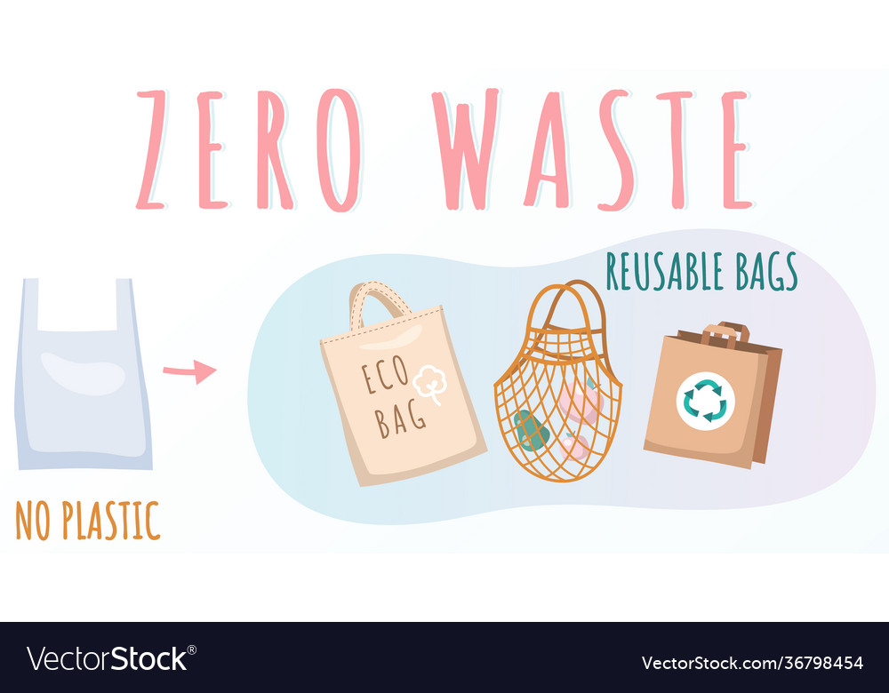 Reusable cloth packages instead plastic Royalty Free Vector Reusable cloth packages instead plastic Royalty Free Vector