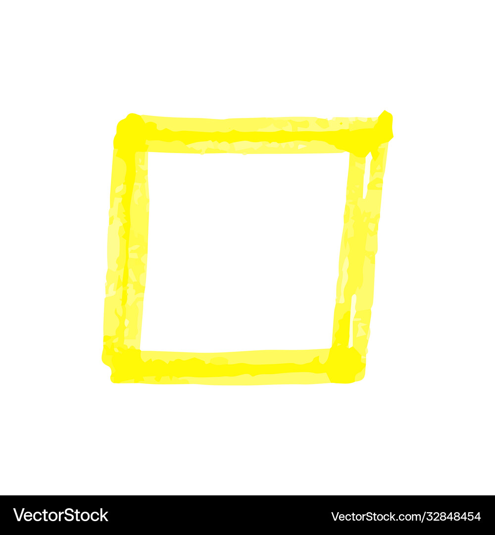 Yellow marker hand drawn square frame realistic Vector Image