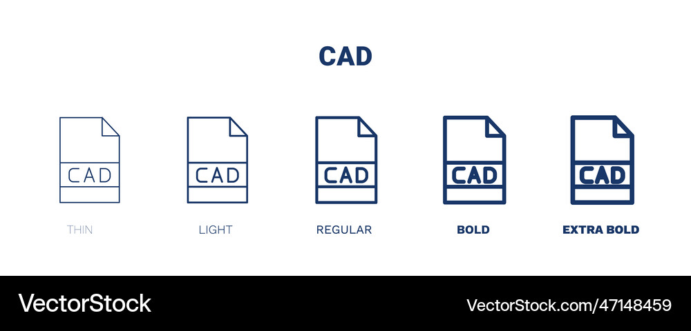 Cad icon thin light regular bold black icon Vector Image