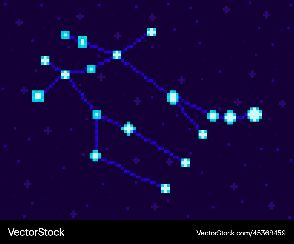 Gemini constellation in pixel art style 8-bit Vector Image