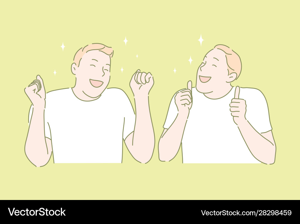 Joyful mood happy person winners gestures Vector Image