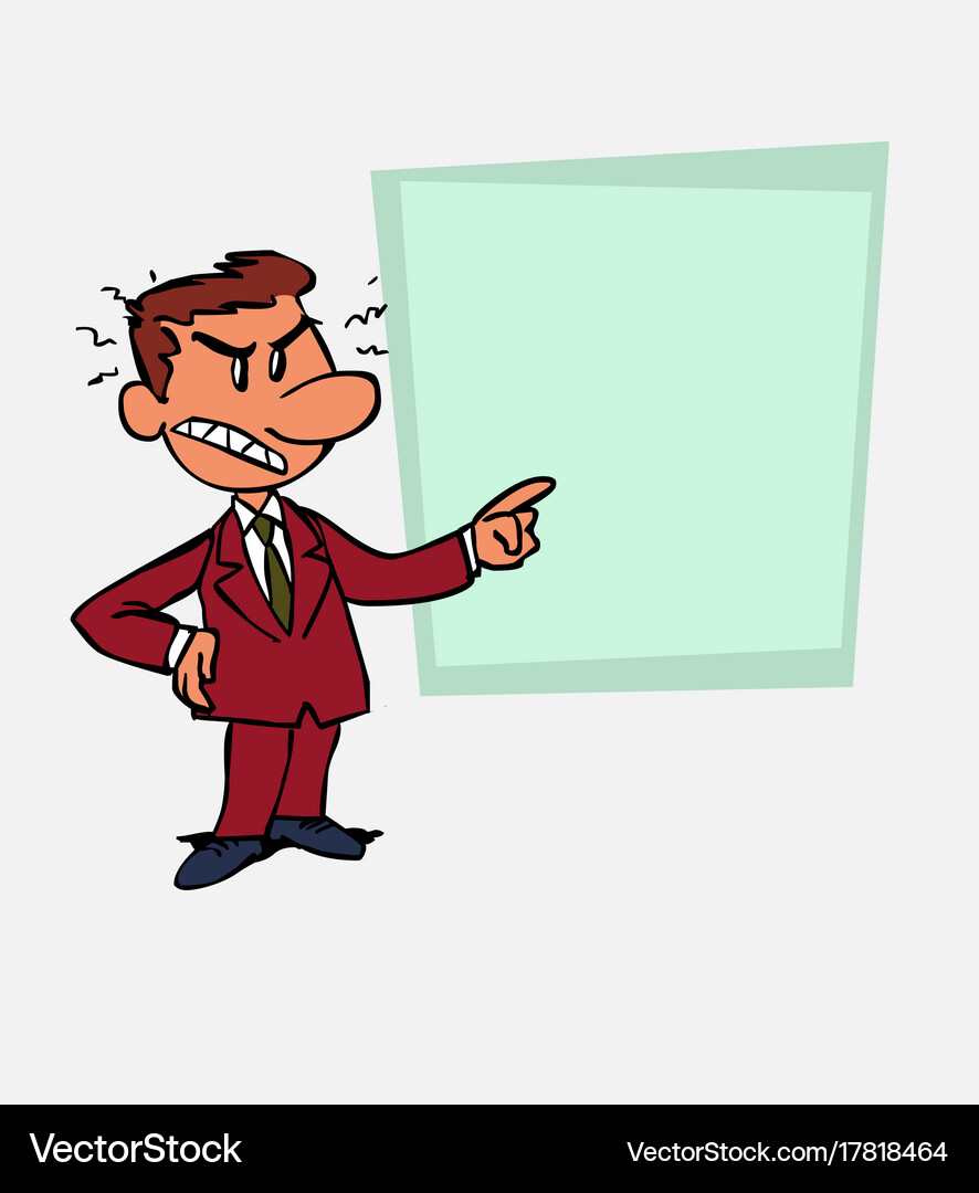 Angry white businessman is showing Royalty Free Vector Image