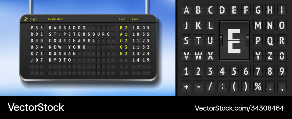 Black flight timetable with departures 3d airport Vector Image