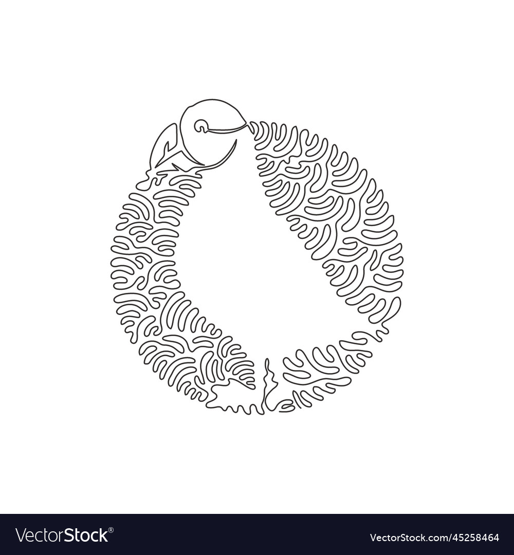 Continuous One Curve Line Drawing Of Funny Puffin Vector Image
