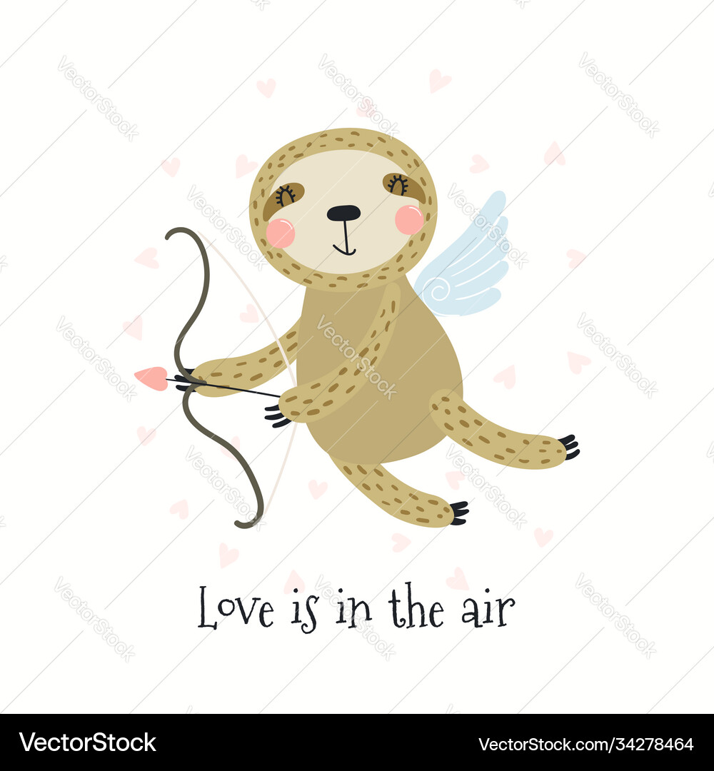 Cute sloth valentines day card Royalty Free Vector Image